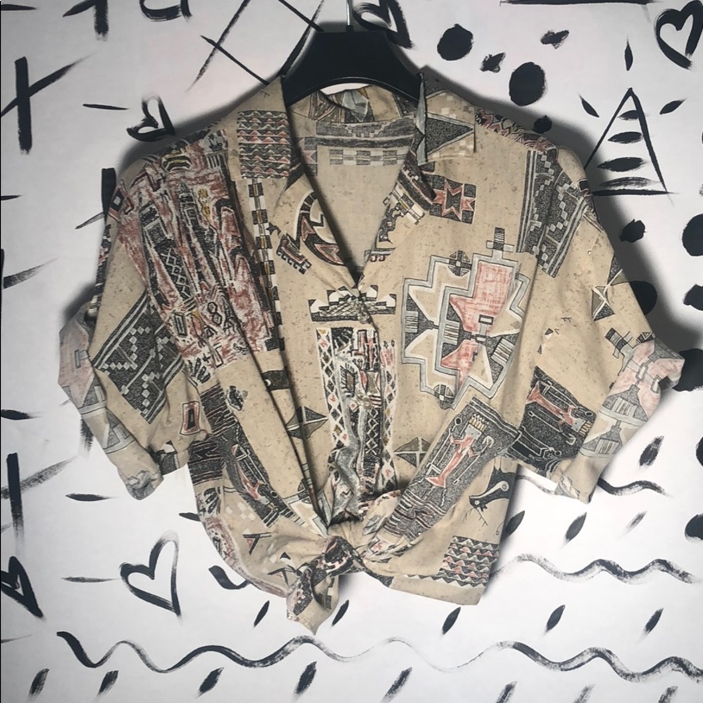 Vintage Indigenous Design Button Up - Gem
